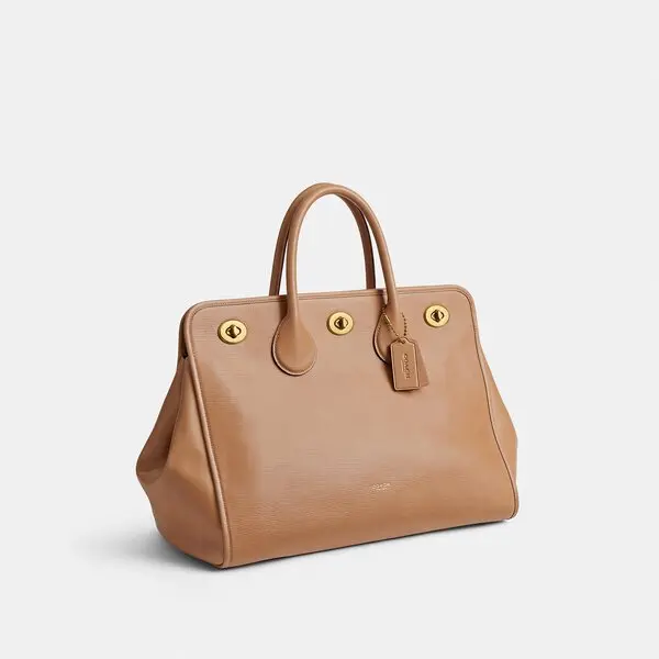 COACH Buy Now Turnlock Tote Bag 40 - Brass/sandstone