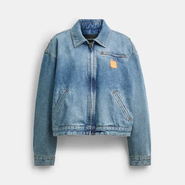 COACH OUTLET Zip Denim Cropped Jacket