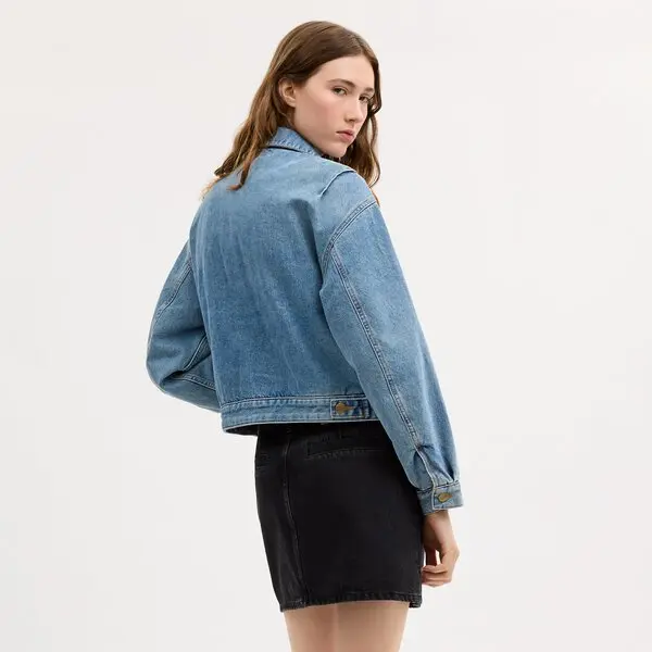 COACH OUTLET Zip Denim Cropped Jacket