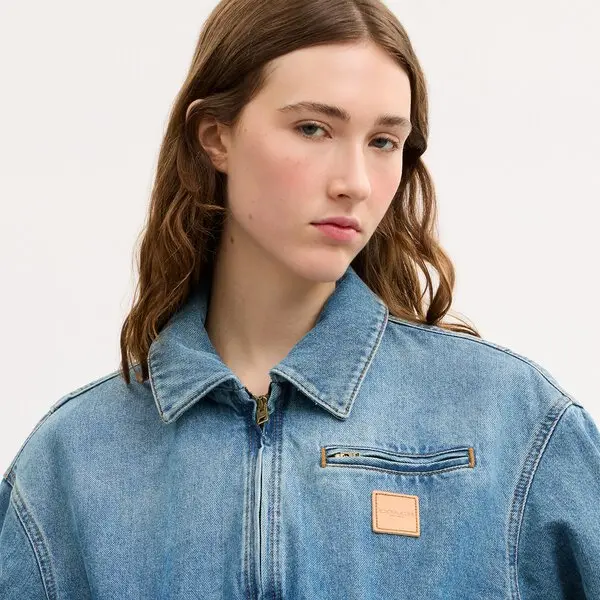 COACH OUTLET Zip Denim Cropped Jacket