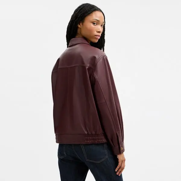 COACH OUTLET Leather Pilot Jacket - Merlot