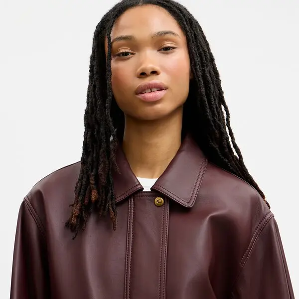COACH OUTLET Leather Pilot Jacket - Merlot