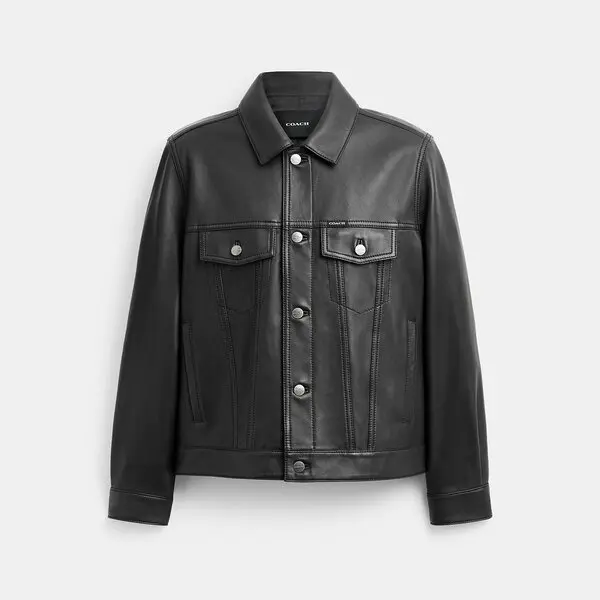 COACH OUTLET Leather Trucker Jacket