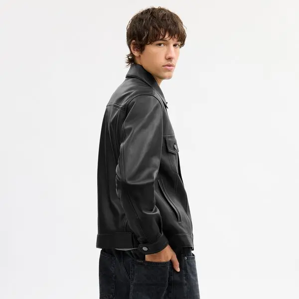 COACH OUTLET Leather Trucker Jacket