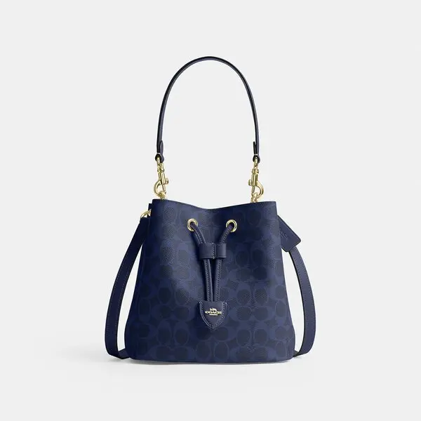 COACH OUTLET Rowan Bucket Bag In Signature Canvas - Gold/navy