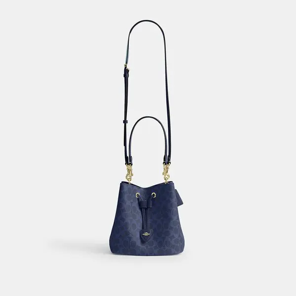 COACH OUTLET Rowan Bucket Bag In Signature Canvas - Gold/navy