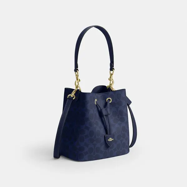 COACH OUTLET Rowan Bucket Bag In Signature Canvas - Gold/navy