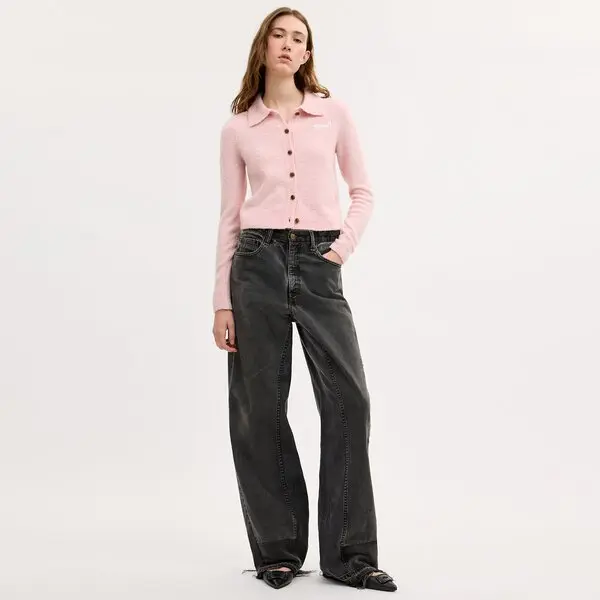 COACH OUTLET Embroidered Cropped Cardigan - Light Pink