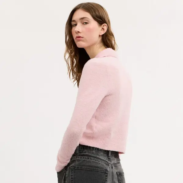 COACH OUTLET Embroidered Cropped Cardigan - Light Pink