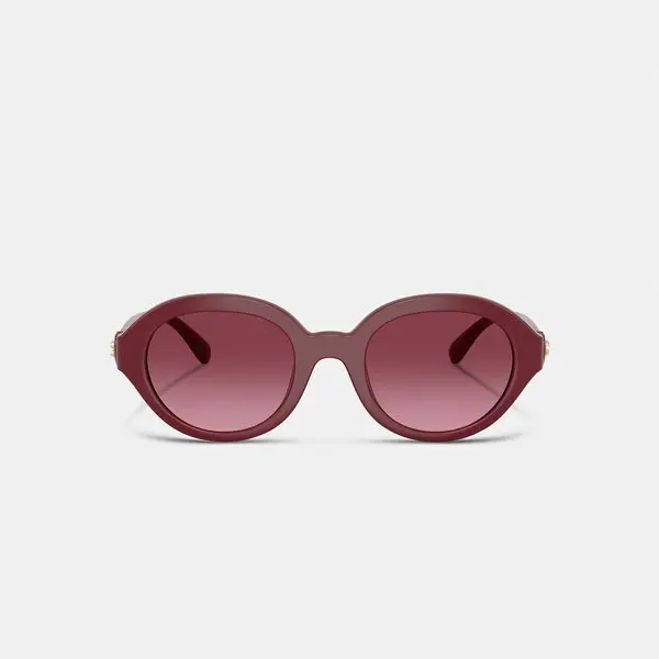 COACH OUTLET C Heart Round Sunglasses - Maroon Solid