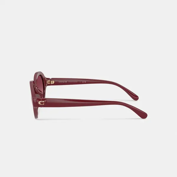 COACH OUTLET C Heart Round Sunglasses - Maroon Solid