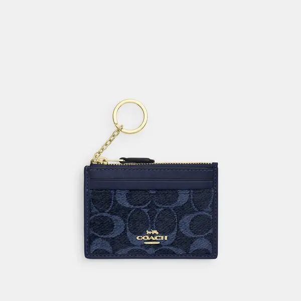 COACH OUTLET Mini Skinny Id Case In Signature Chenille - Gold/navy