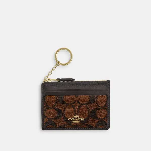 COACH OUTLET Mini Skinny Id Case In Signature Chenille - Gold/truffle