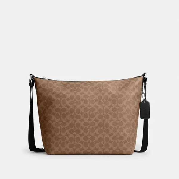 COACH OUTLET Finn Hobo Bag 32 In Signature Canvas - Silver/tan Black