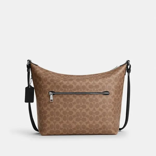 COACH OUTLET Finn Hobo Bag 32 In Signature Canvas - Silver/tan Black