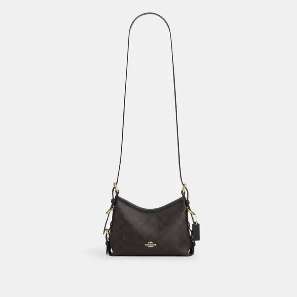 COACH OUTLET Laurel Shoulder Bag 22 With Buckles In Signature Canvas - Gold/walnut/black