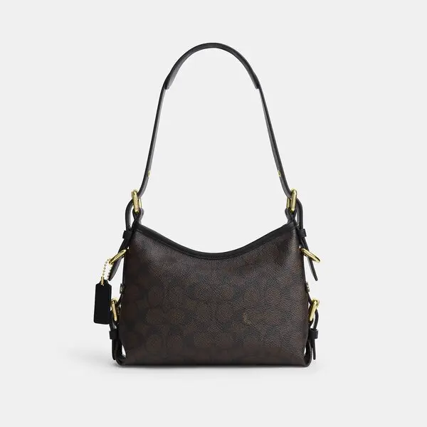 COACH OUTLET Laurel Shoulder Bag 22 With Buckles In Signature Canvas - Gold/walnut/black