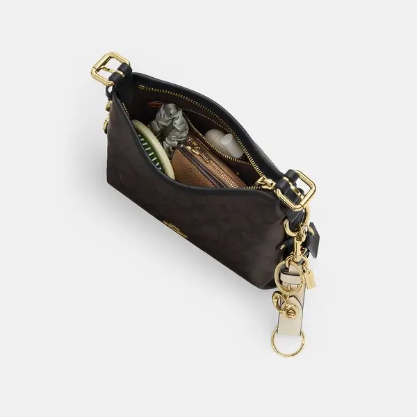 COACH OUTLET Laurel Shoulder Bag 22 With Buckles In Signature Canvas - Gold/walnut/black