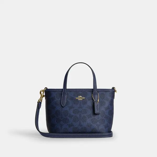 COACH OUTLET City Mini Tote Bag In Signature Canvas - Gold/navy