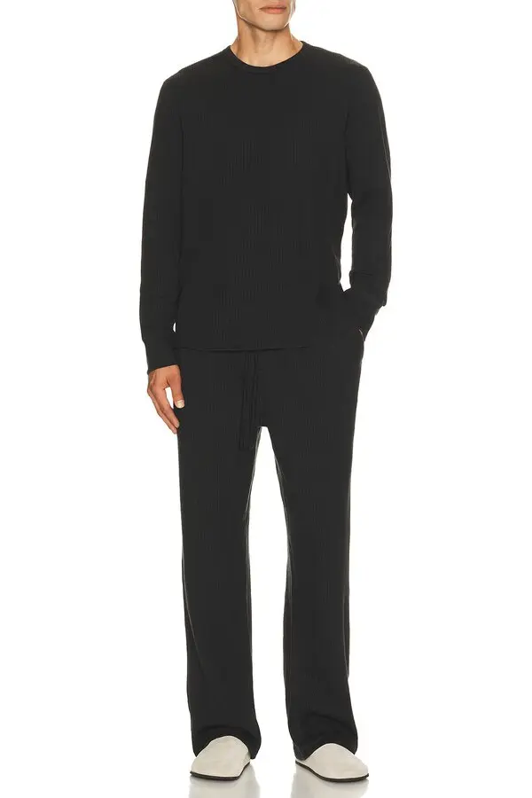 SKIMS Waffle Straight Leg Pant In Black - Onyx