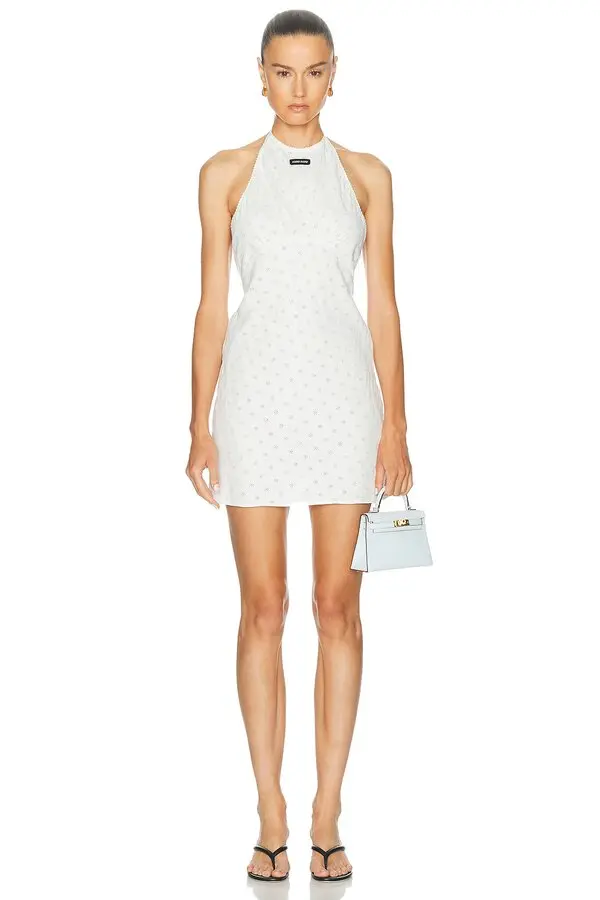 Miu Miu Cady Sangallo Dress In White
