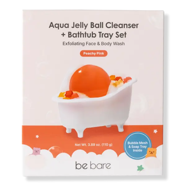 BE BARE Aqua Jelly Ball Cleanser Peachy Pink Bathtub Tray Set - One-color