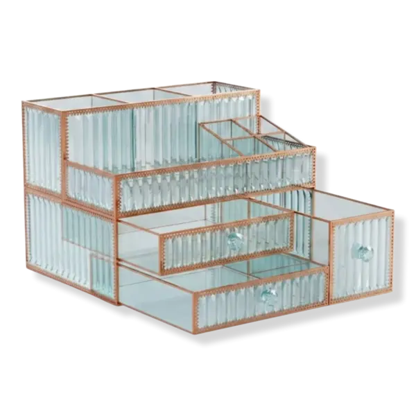 POSITIVE VIBES Multi-purpose Tempered Glass Vanity Organizer