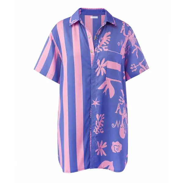 PALM COLLECTIVE Sea Circus Shirt Dress - Blue/purple