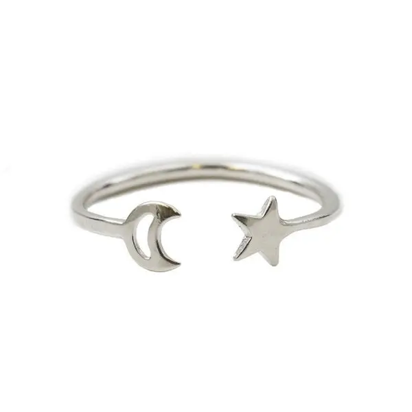 POSH TOTTY DESIGNS Sterling Moon & Star Open Ring - Silver