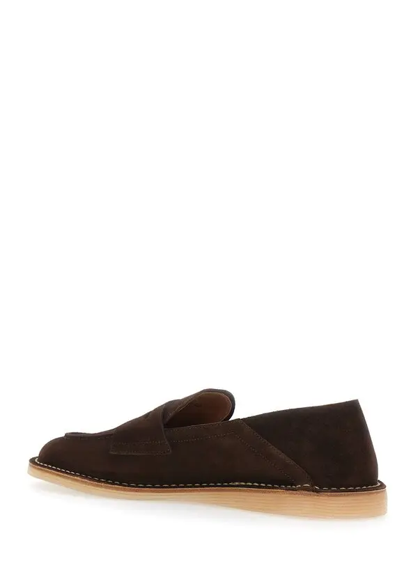 Dolce & Gabbana Florio Loafers With Dg Logo Detail On The Side In Suede For - Brown