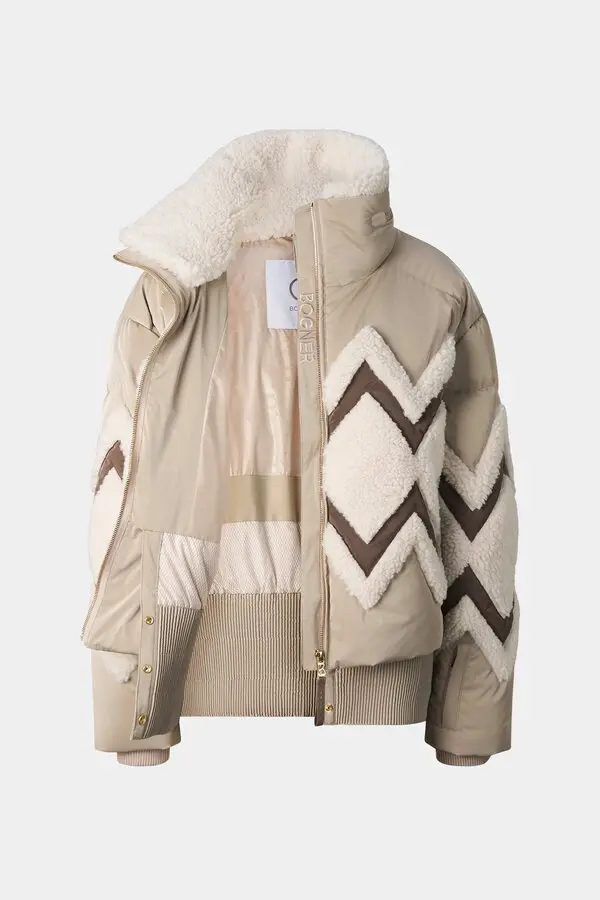 Bogner Vaia Down Ski Jacket - Camel/off-white