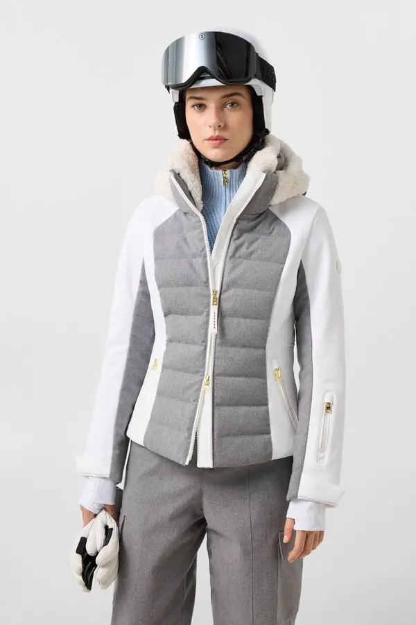 Bogner Linn Down Ski Jacket - Light Gray/off-white