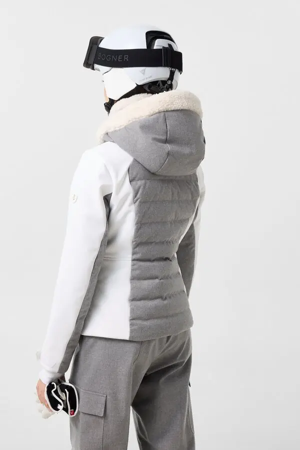 Bogner Linn Down Ski Jacket - Light Gray/off-white