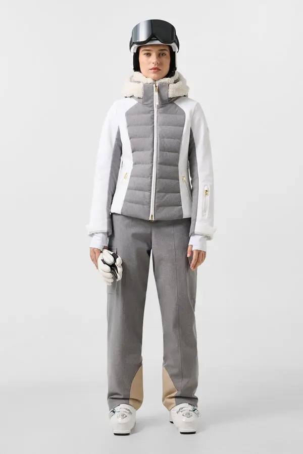 Bogner Linn Down Ski Jacket - Light Gray/off-white