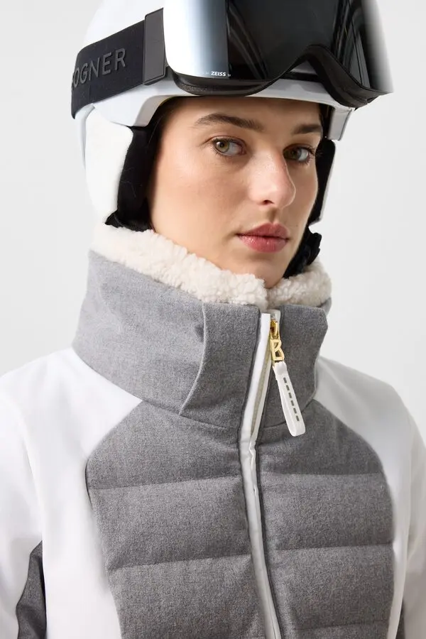 Bogner Linn Down Ski Jacket - Light Gray/off-white