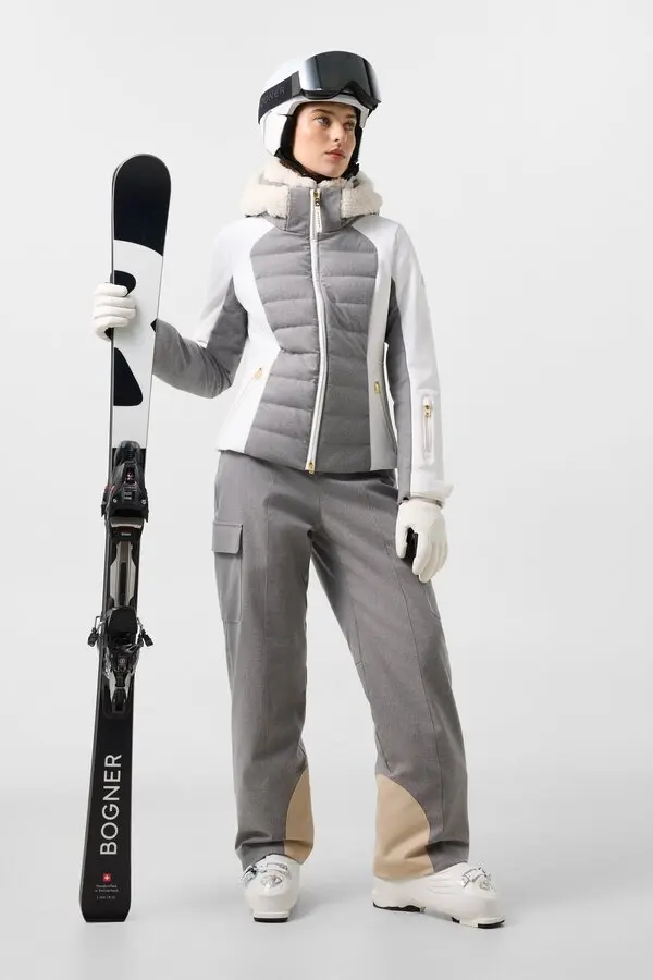 Bogner Linn Down Ski Jacket - Light Gray/off-white