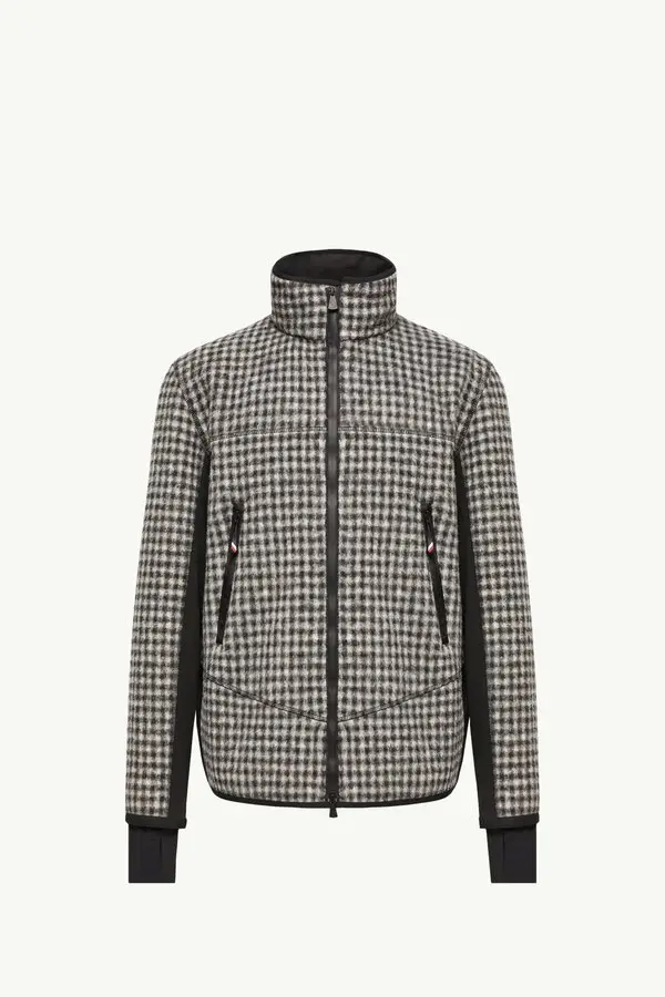 Moncler Wool Blend Vichy Zip-up Sweatshirt - Black