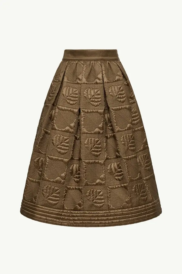 Moncler Leaf-quilted Padded A-line Skirt - Brown