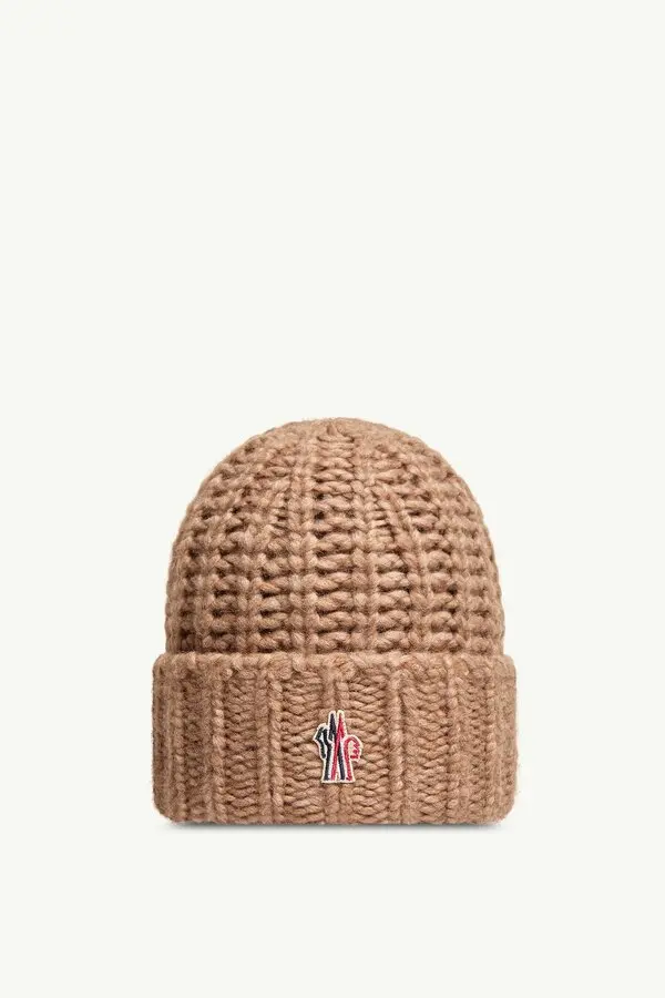 Moncler Alpaca Blend Rib Knit Beanie - Beige
