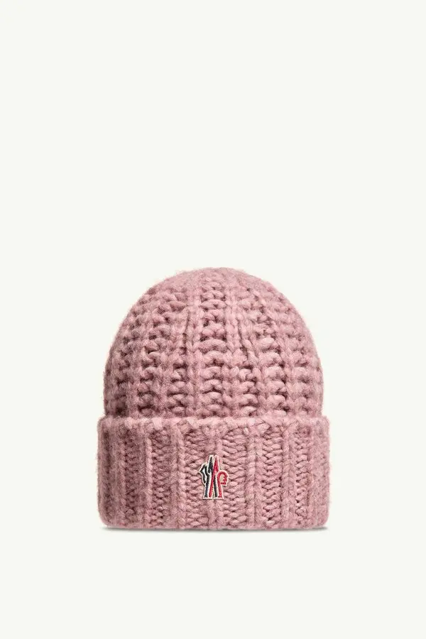 Moncler Alpaca Blend Rib Knit Beanie - Pink