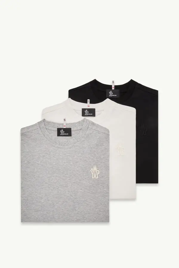 Moncler Logo Patch Cotton Blend T-shirt - Grey