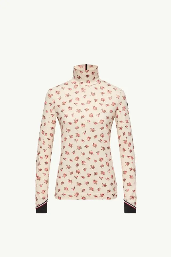 Moncler Floral Print Turtleneck - White
