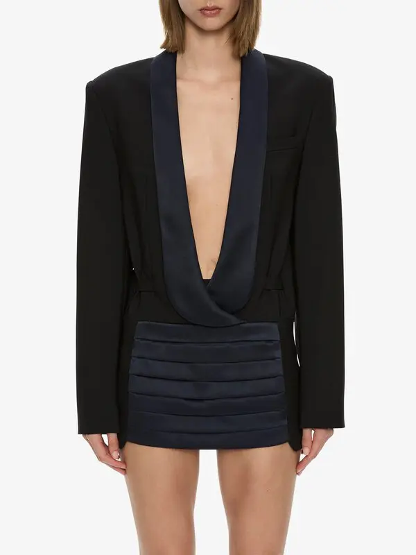 Christopher Esber Tuxedo Contrast Wool Blazer Dress