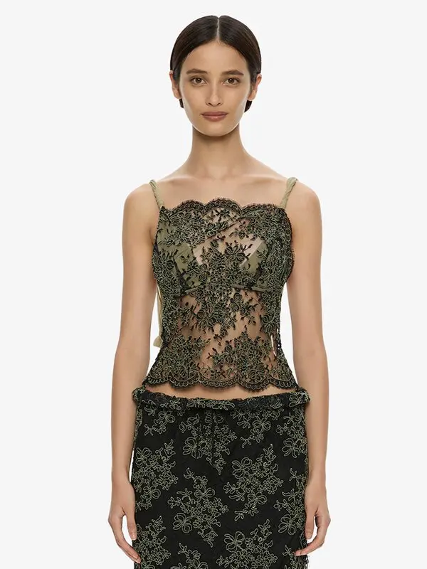 Christopher Esber Aluna Lace Draped Top