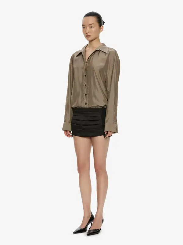 Christopher Esber Tuxedo Cummerbund Wool Skirt