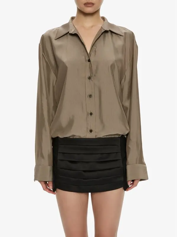 Christopher Esber Tuxedo Cummerbund Wool Skirt