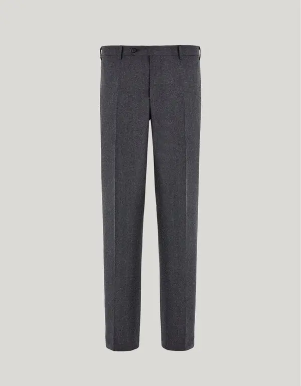 Canali Anthracite Wool Flannel Regular-fit Pants