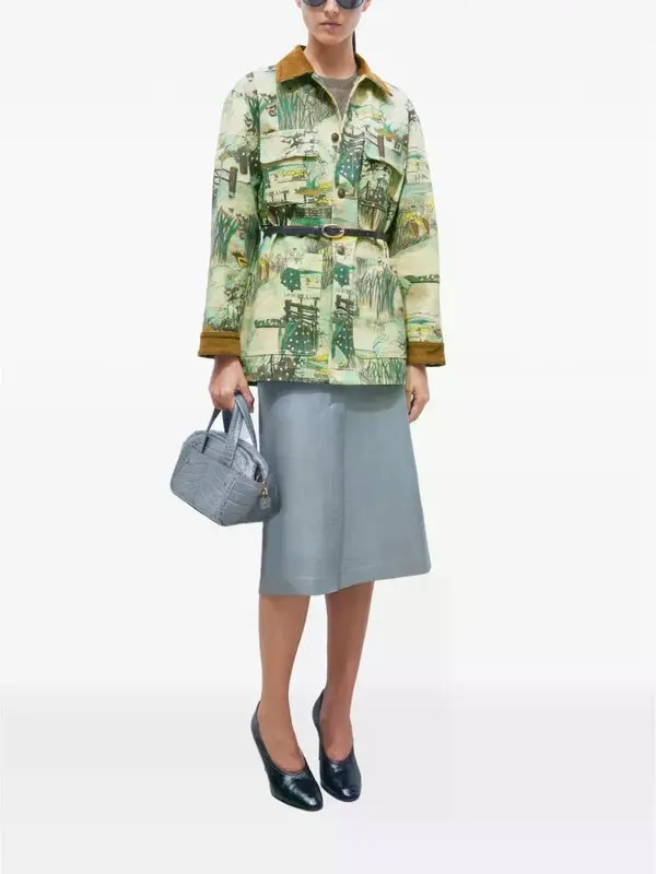 Tory Burch Printed Denim Barn Jacket - Neutrals