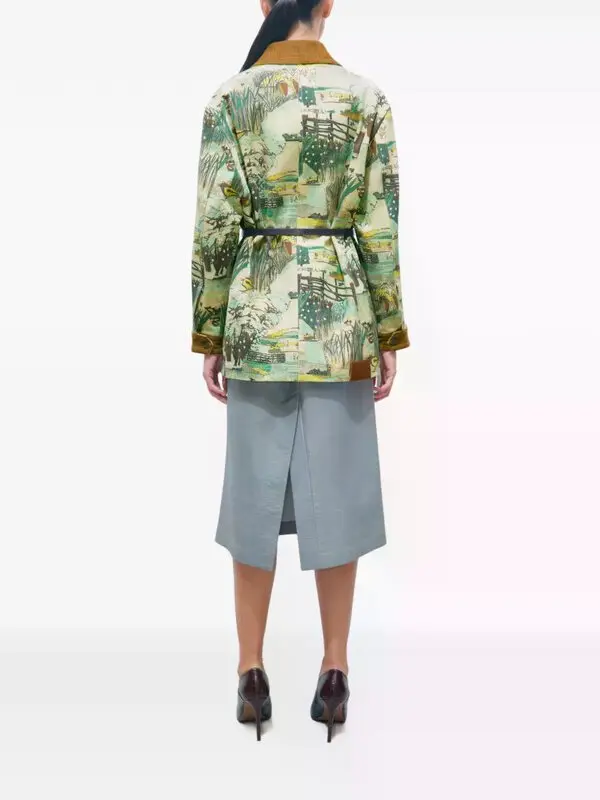 Tory Burch Printed Denim Barn Jacket - Neutrals