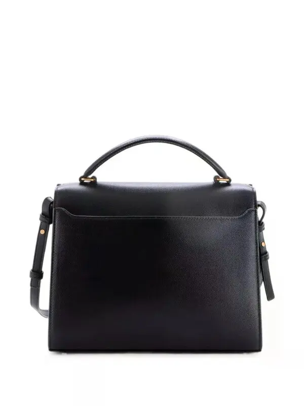 Saint Laurent Cassandra Top Handle Bag Leather Medium Satchel - Black